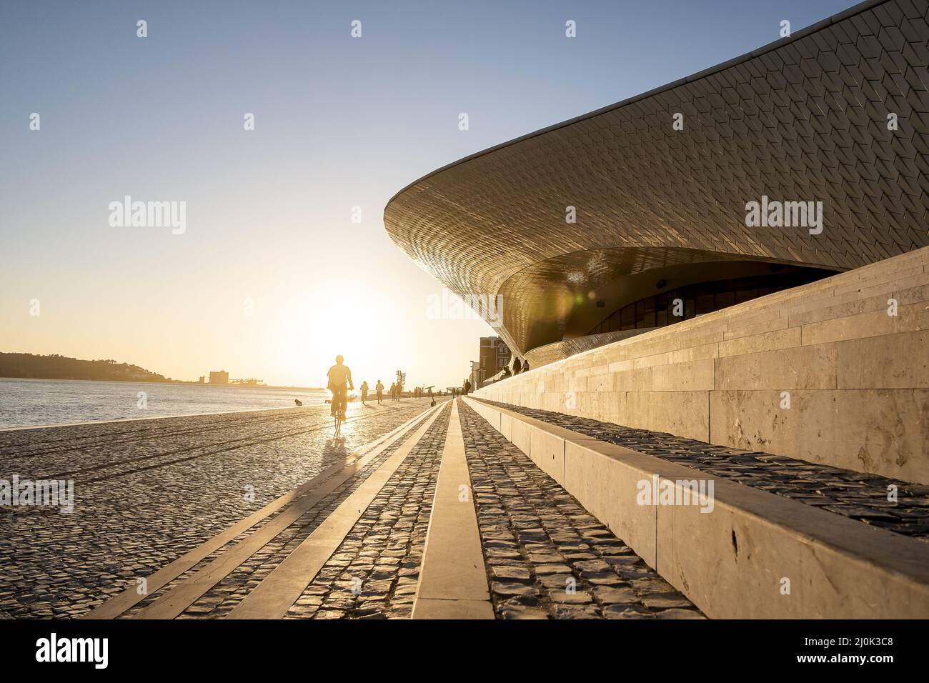 View of the beautiful modern architecture next to the river- the museum ...