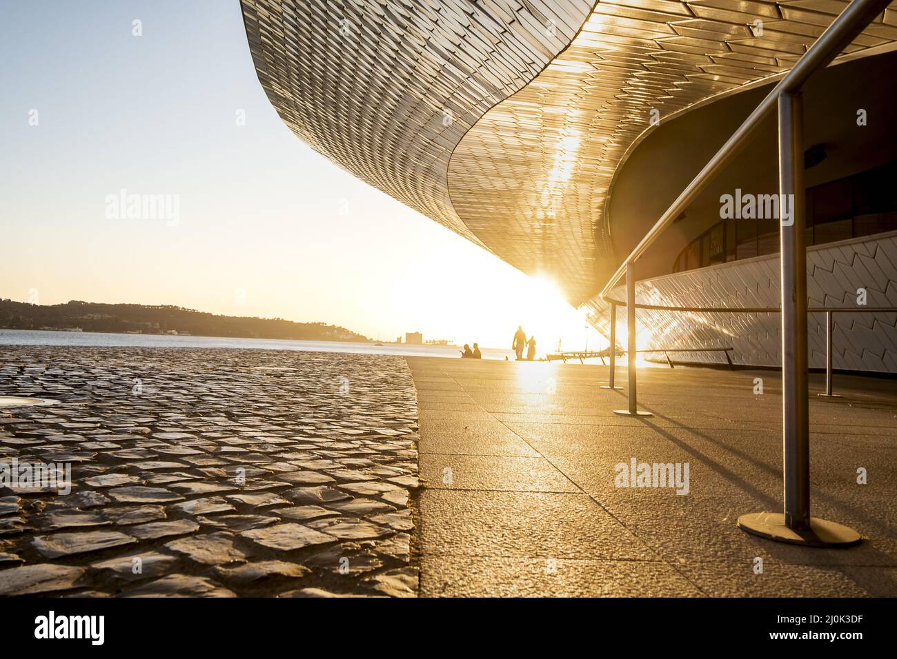 View of the beautiful modern architecture next to the river- the museum ...