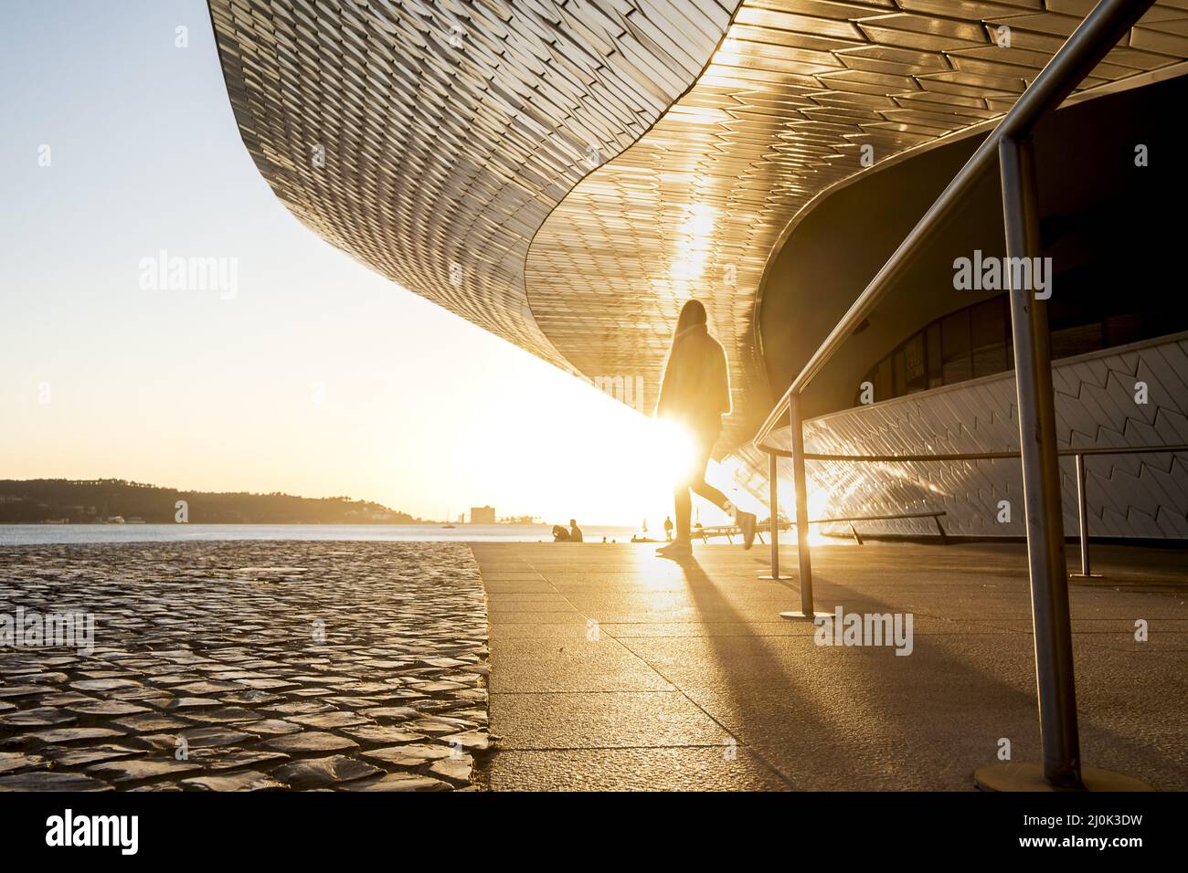 View of the beautiful modern architecture next to the river- the museum ...
