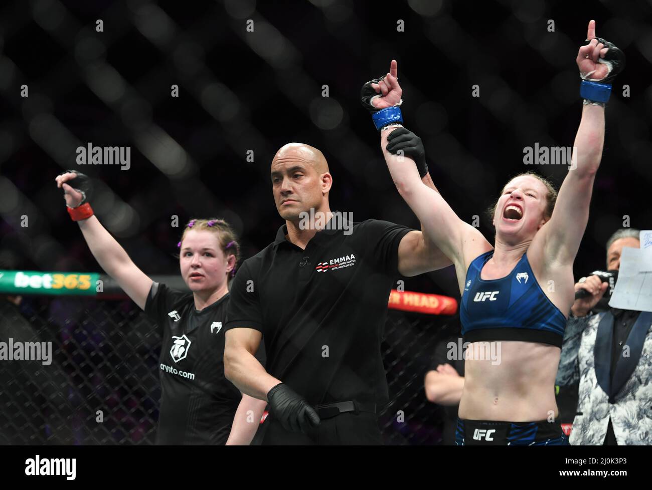 Cory McKenna seen in action with Elise Reed during the UFC Fight Night ...