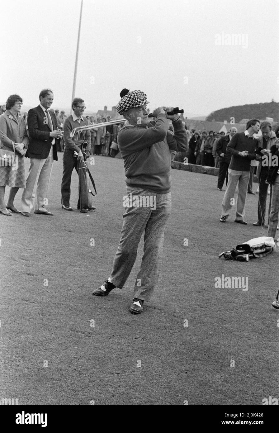 Bob Hope, American comedian and actor, playing golf in Scotland (ahead ...
