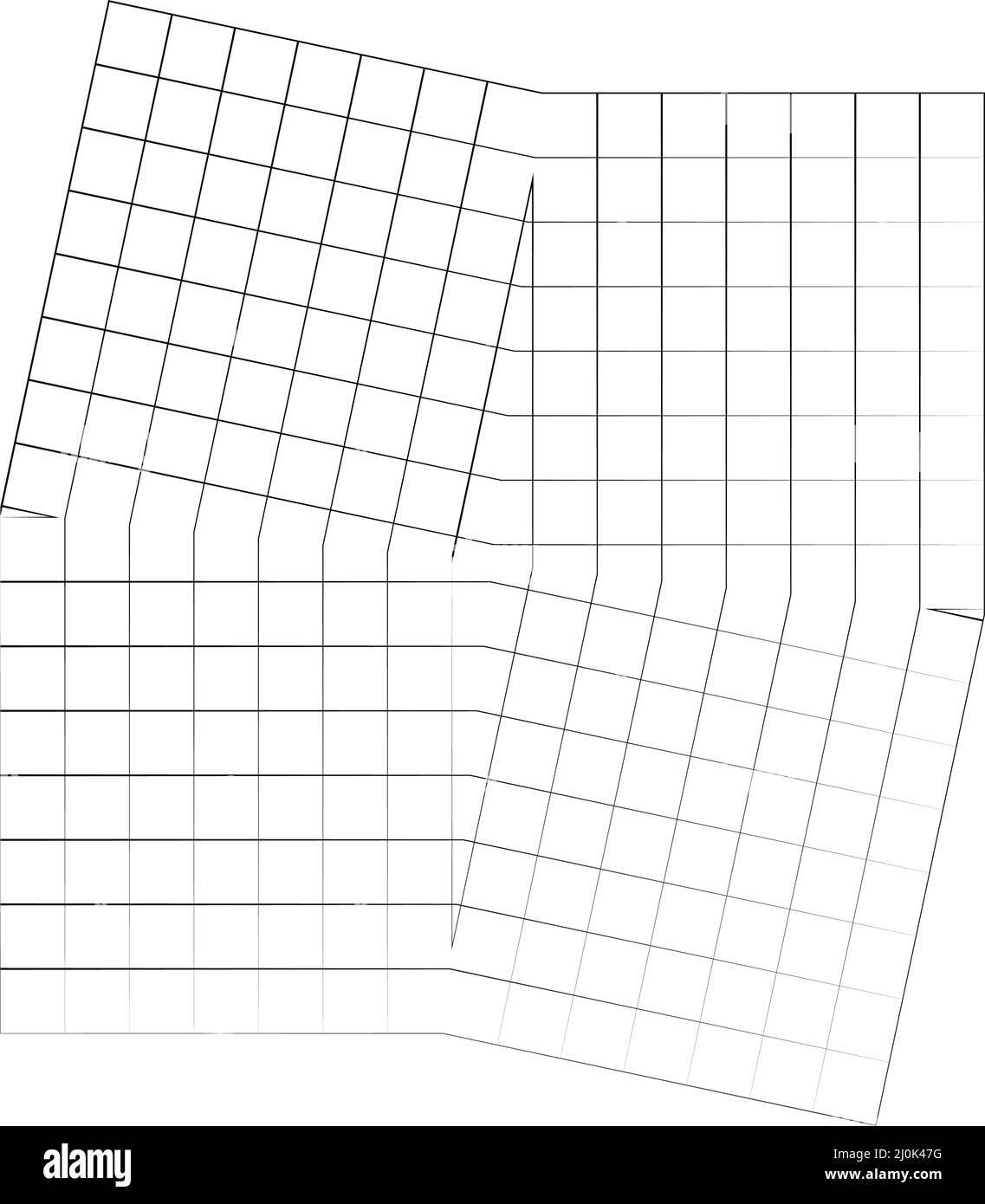 Mirrored, tweaked irregular grid, mesh, grating and lattice geometric ...