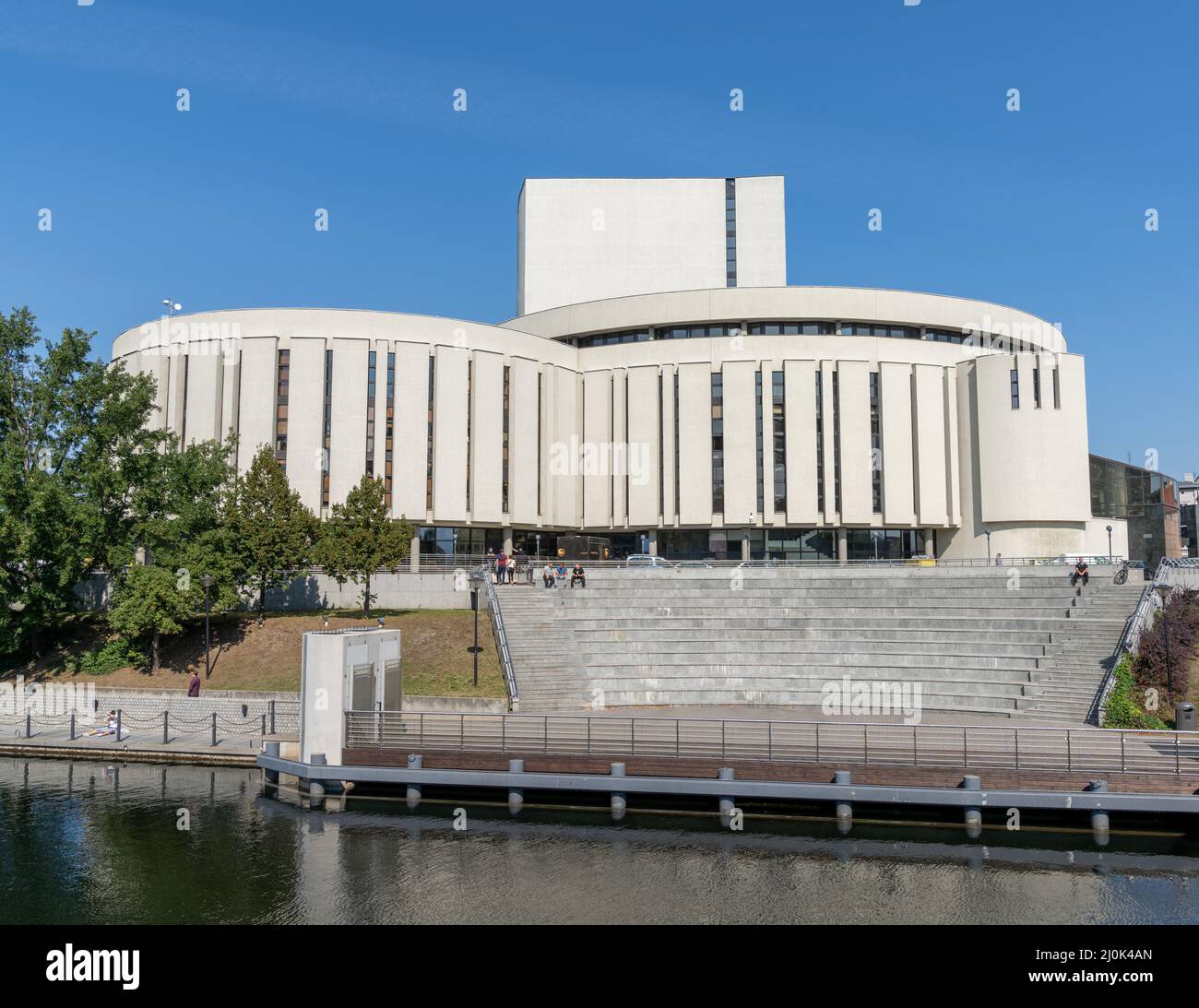 View of the new opera house on the Brda River in downtown Bygdoszcz ...