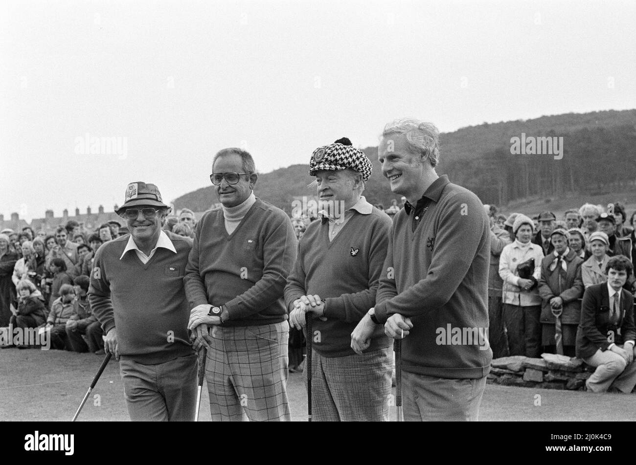 Bob Hope, American comedian and actor, playing golf in Scotland (ahead ...