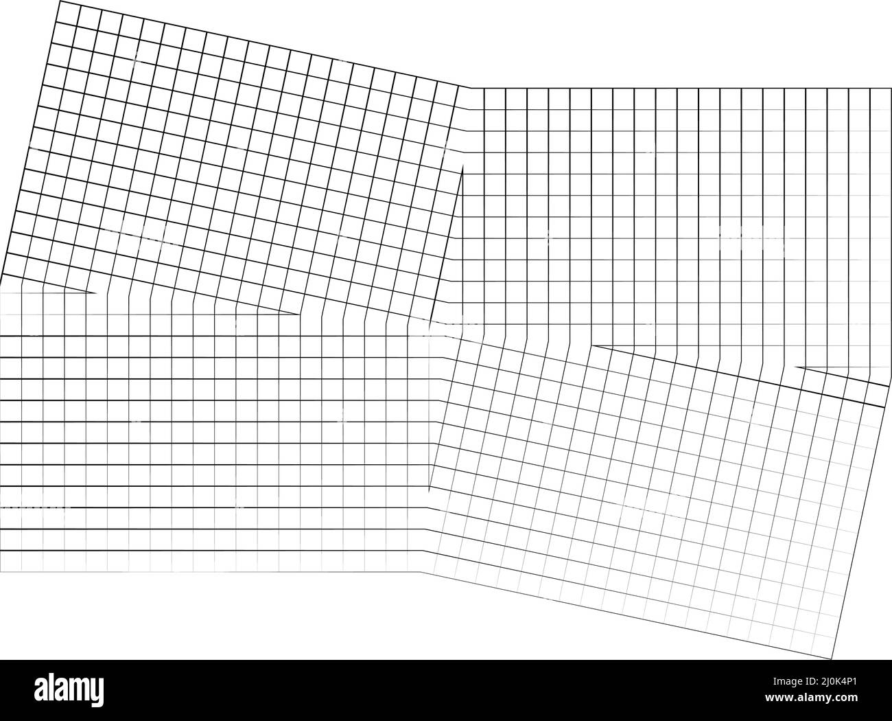 Mirrored, tweaked irregular grid, mesh, grating and lattice geometric ...