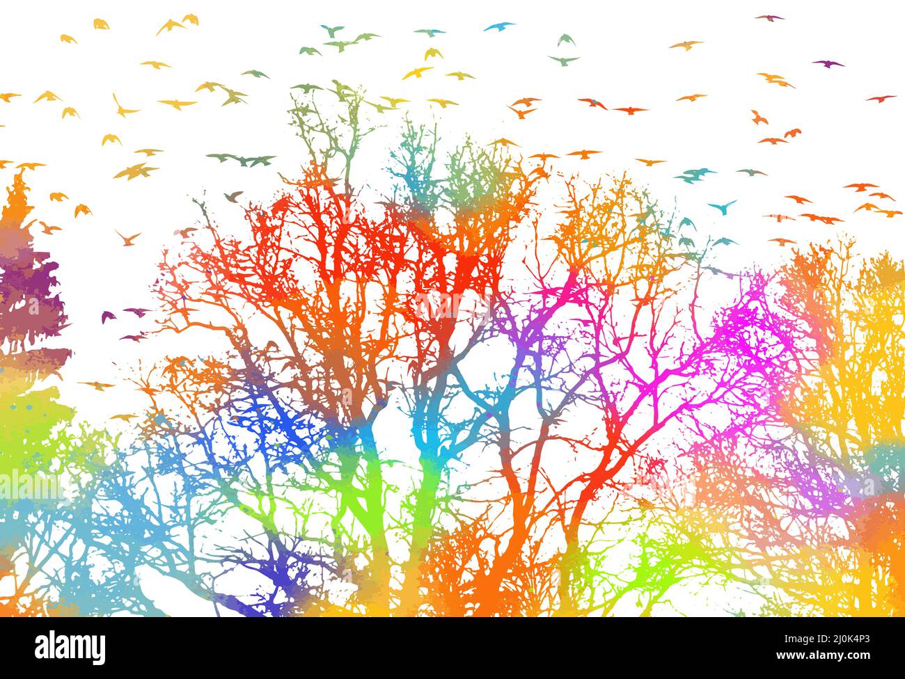 Multicolored silhouette of trees. Vector illustration Stock Vector ...