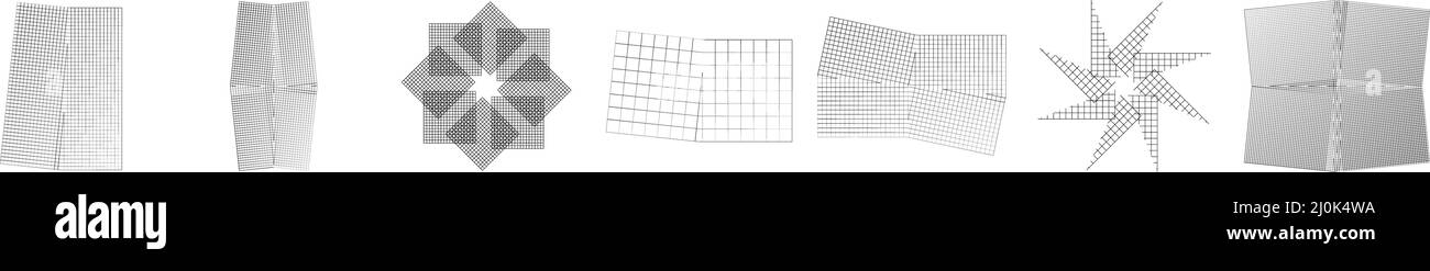 Mirrored, tweaked irregular grid, mesh, grating and lattice geometric ...