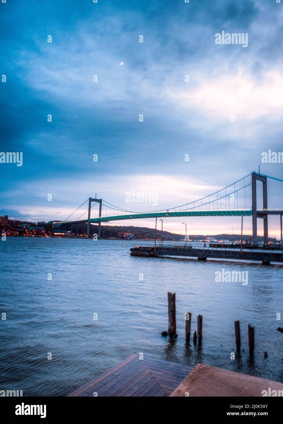 älvsborgbron with colorful sky post sunset bridge at Gothenburg west ...