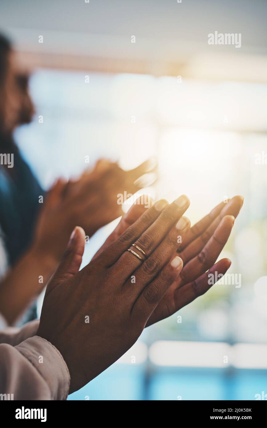 That deserves a great big round of applause. Closeup shot of an ...