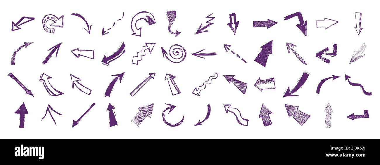 Isolated vector hand drawn arrows set on a white background Stock ...