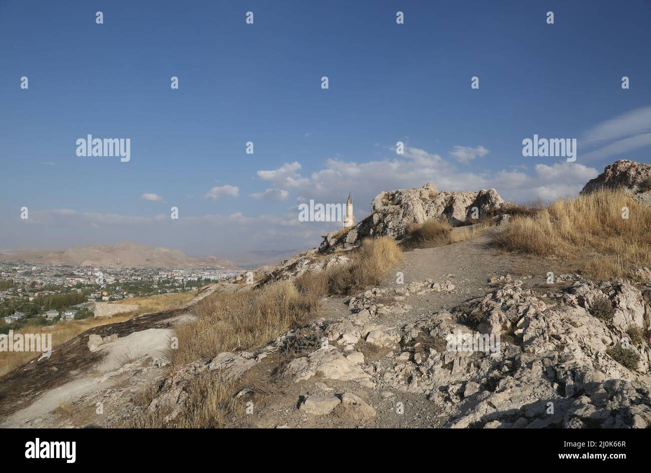 Van Castle and Suleyman Han Mosque behind Van City in Eastern Anatolia ...