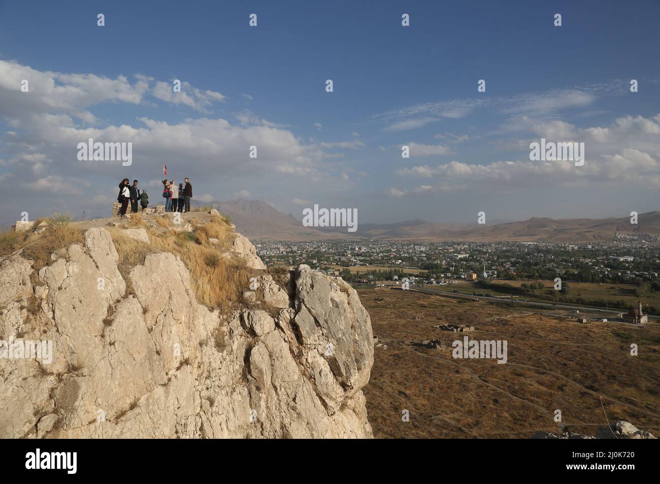 VAN, TURKEY - OCTOBER 1: People are watching Van City from Van Castle ...