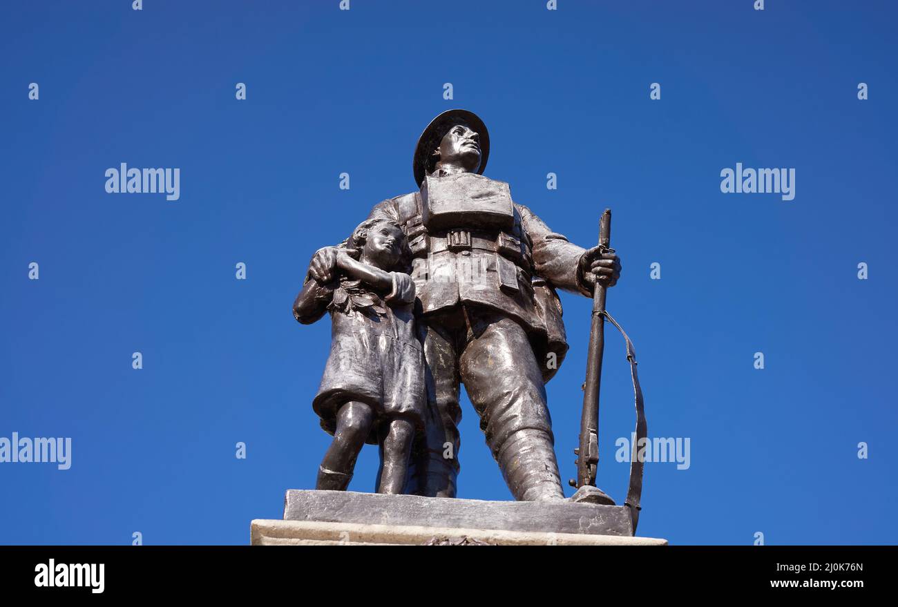 WW1 memorial statue against a blue sky Stock Photo - Alamy
