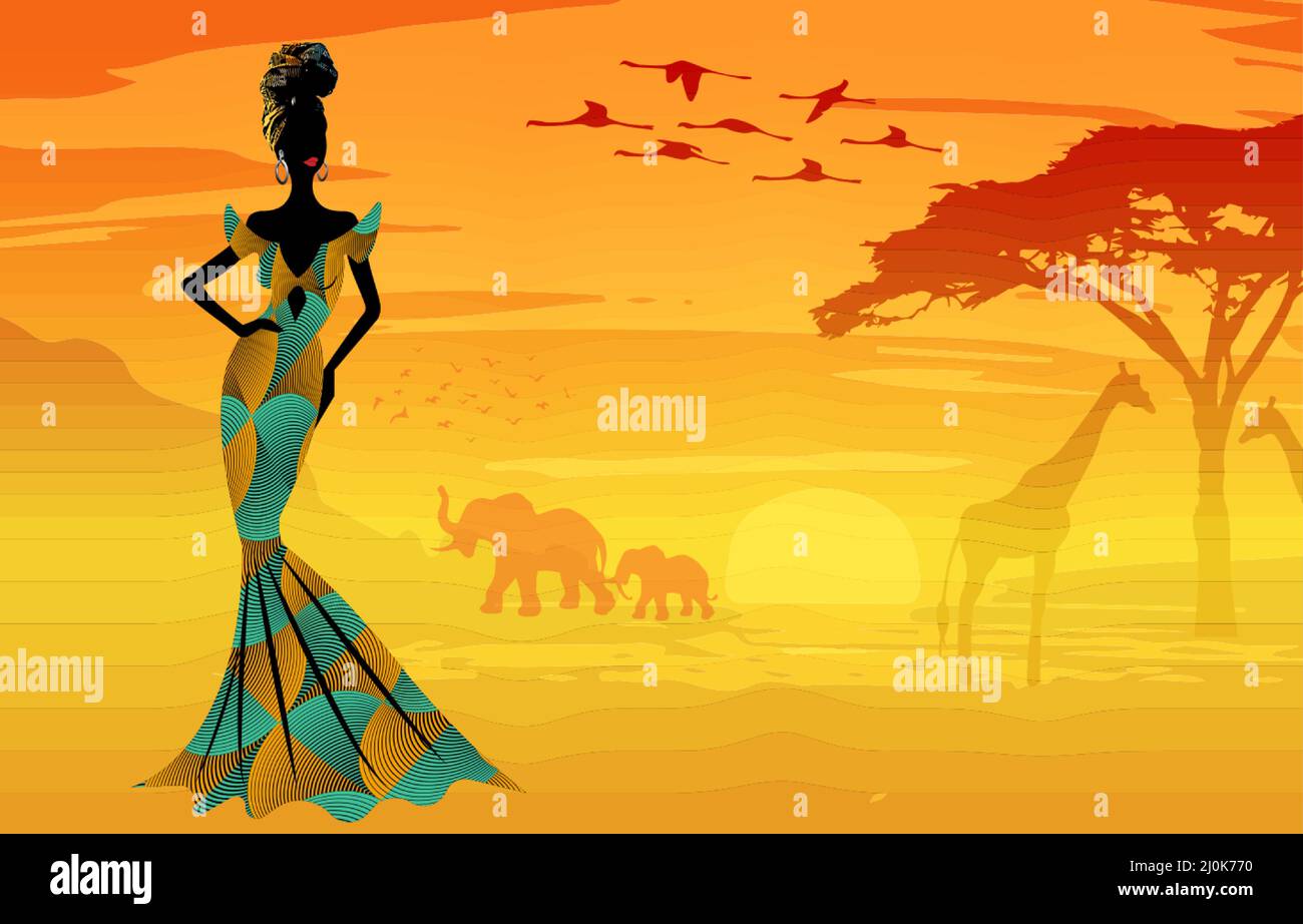 Woman sunset silhouette in Stock Vector Images - Alamy