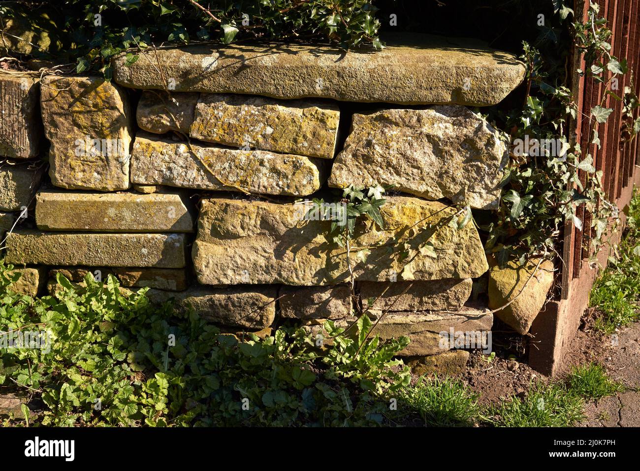 Section of old dry stone wall Stock Photo - Alamy