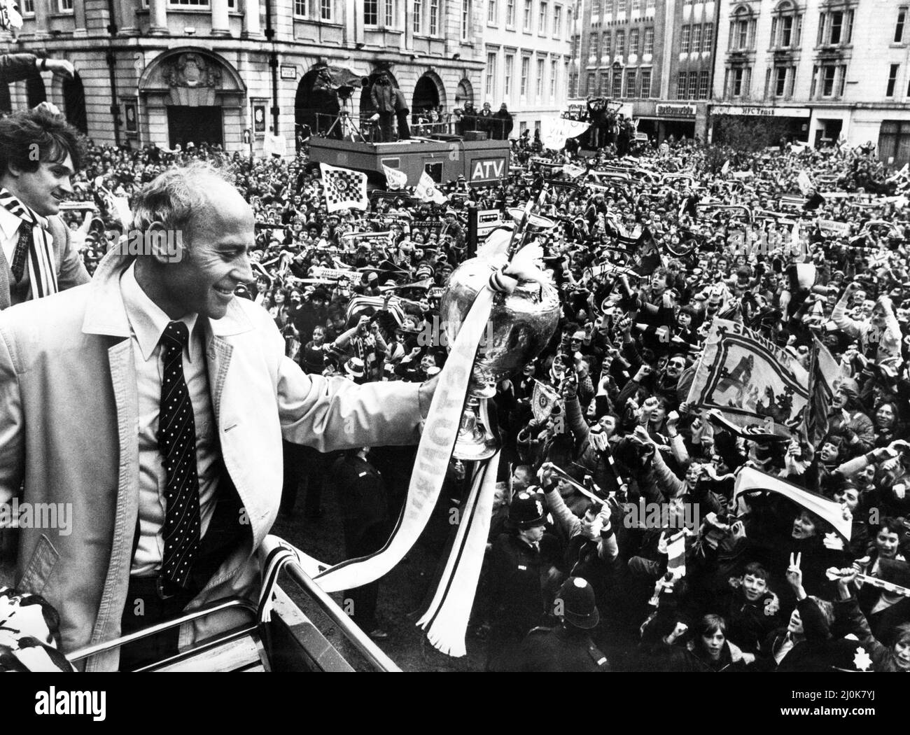 Aston Villa Manager Ron Saunders with the League Championship Trophy ...