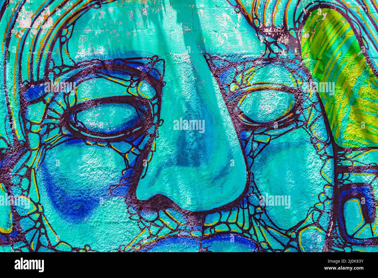 Artistic walls colorful mayan paintings graffiti Playa del Carmen ...