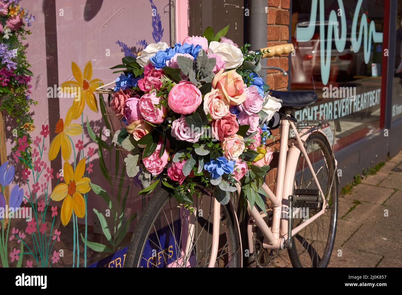 Pink floral decoration on pink bicycle hi-res stock photography and ...