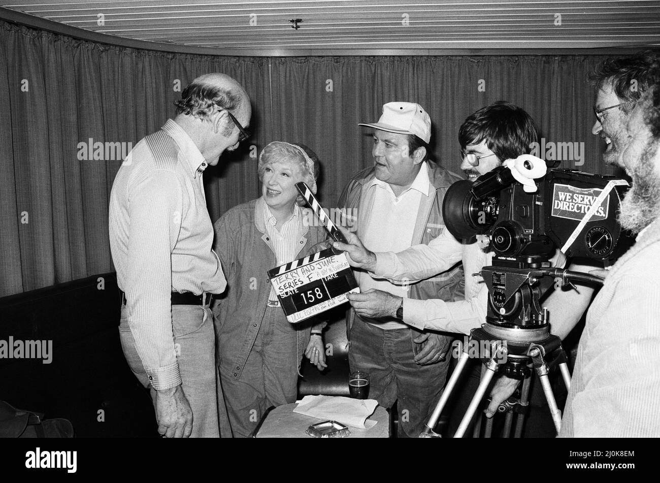 Filming of a series of "Terry and June", where they go on a day trip to ...