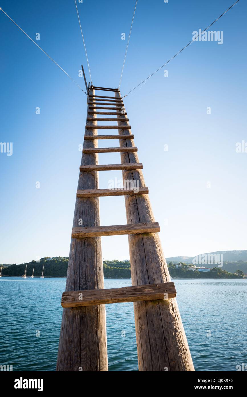 Ladder on the beach for fishing Stock Photo - Alamy