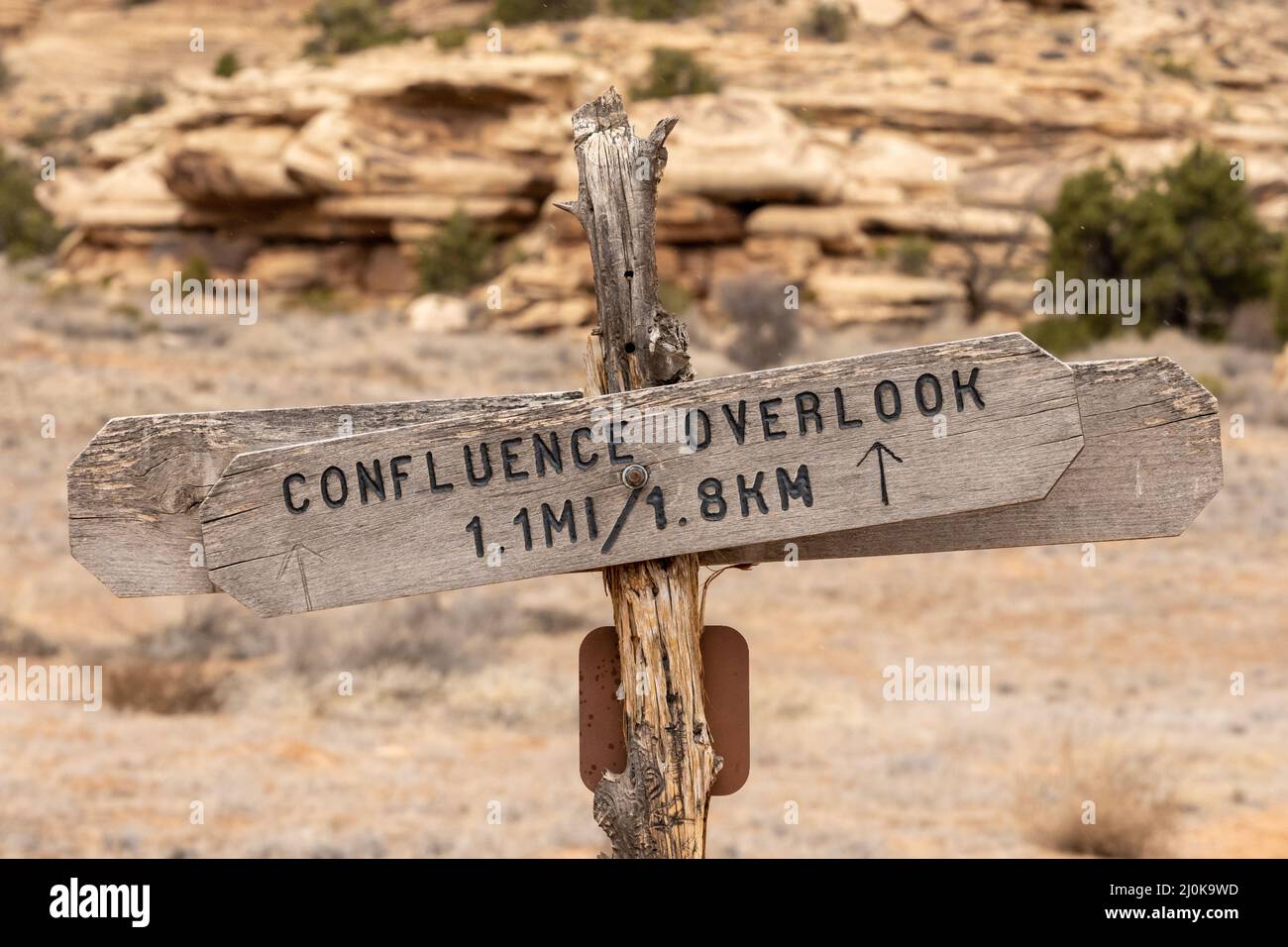 Wooden Sign Points to Confluence Overlook in the Needles District of ...