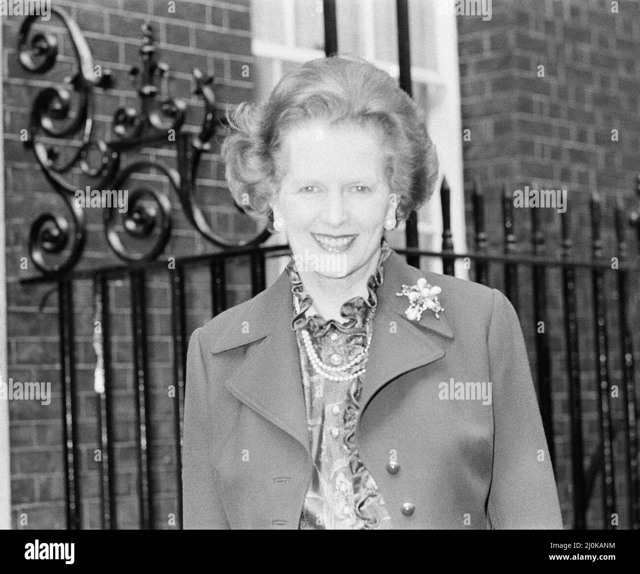 Margaret Thatcher PM pictured on her birthday, aged 57 years old ...