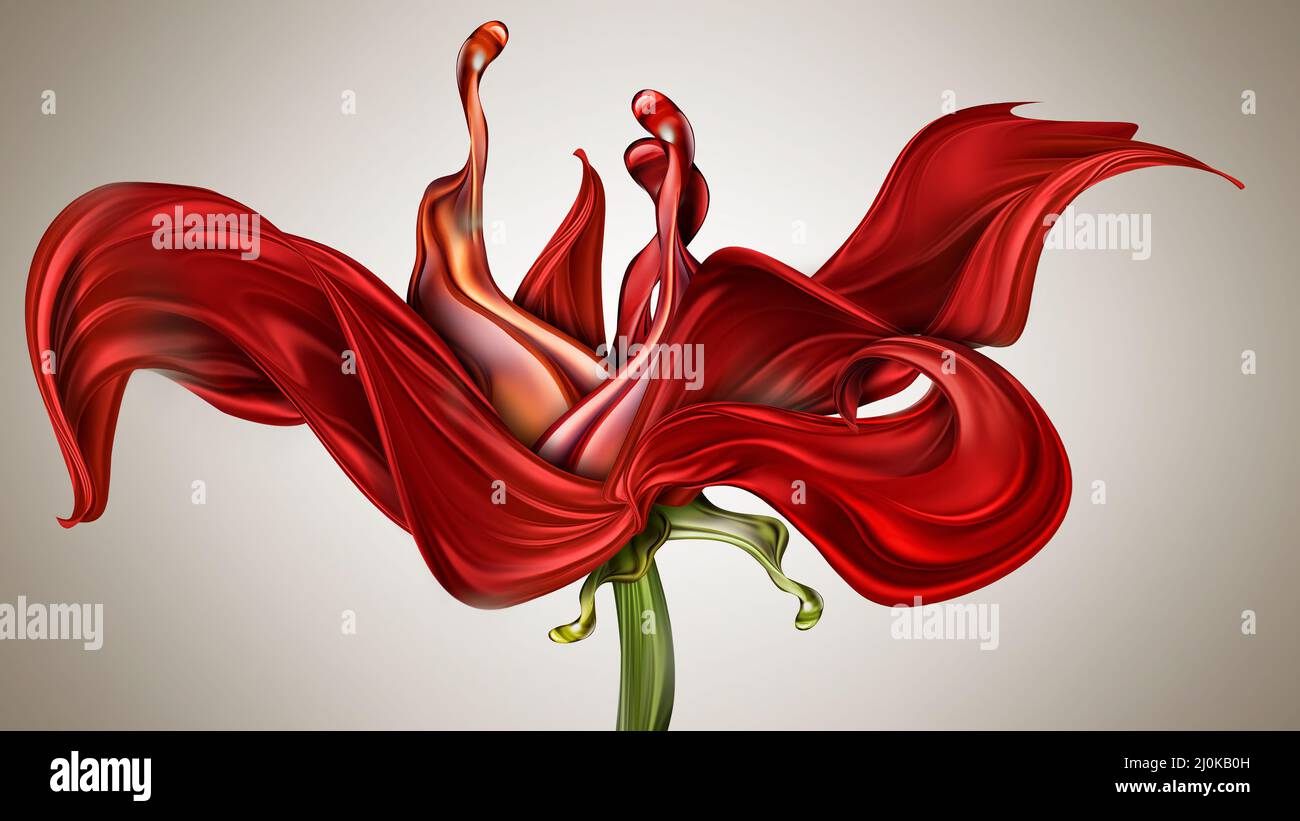 Red flower drawing hi-res stock photography and images - Alamy