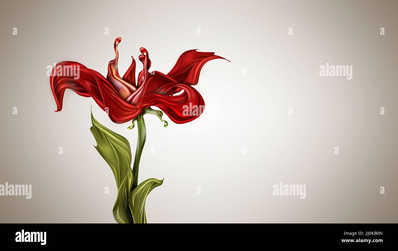 Red flower drawing hi-res stock photography and images - Alamy
