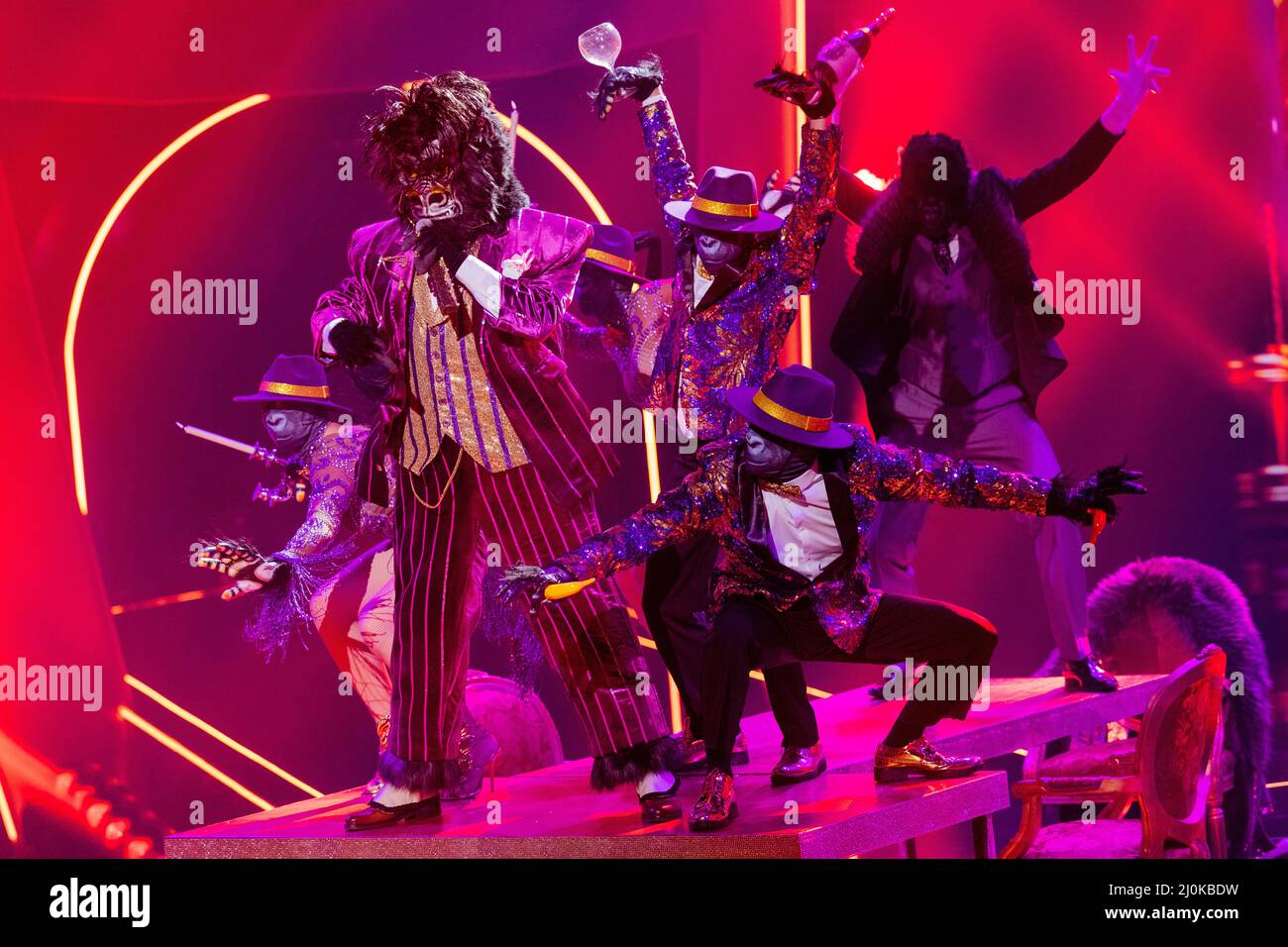 Cologne, Germany. 19th Mar, 2022. The character "The Gorilla" is on ...