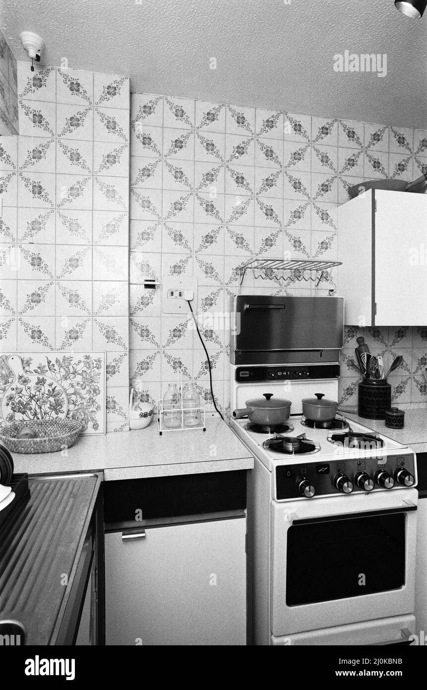 The kitchen of Mr and Mrs Singleton of Croydon. 6th May 1982 Stock ...