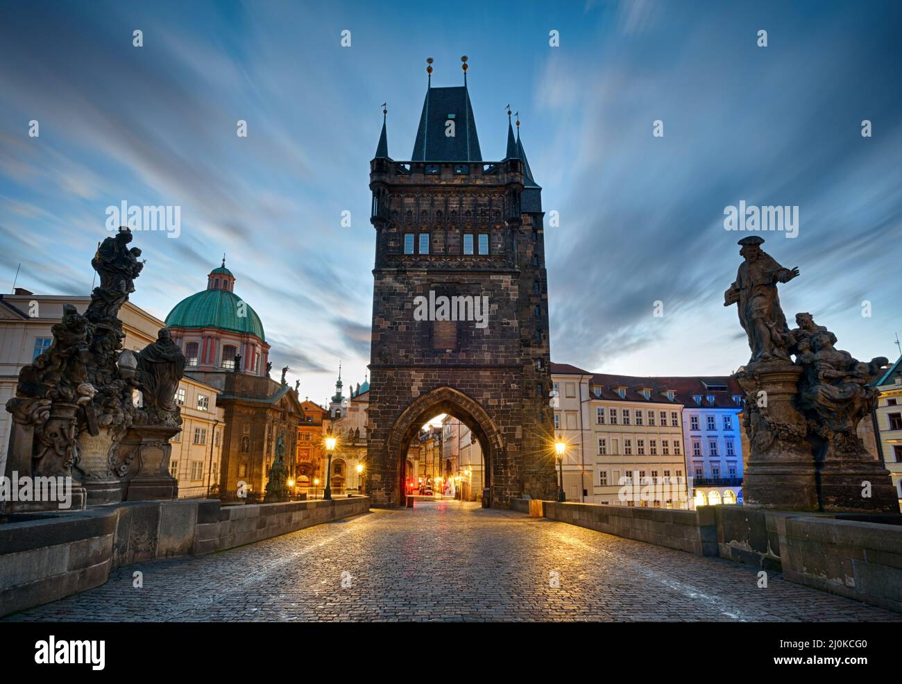 Staromestska tower on Charles bridge in Prague Stock Photo - Alamy