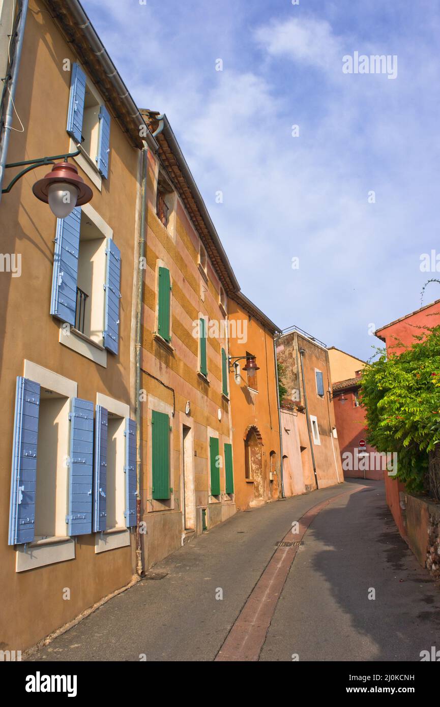 Roussillon in Provence, Old city street view, France, Europe Stock ...