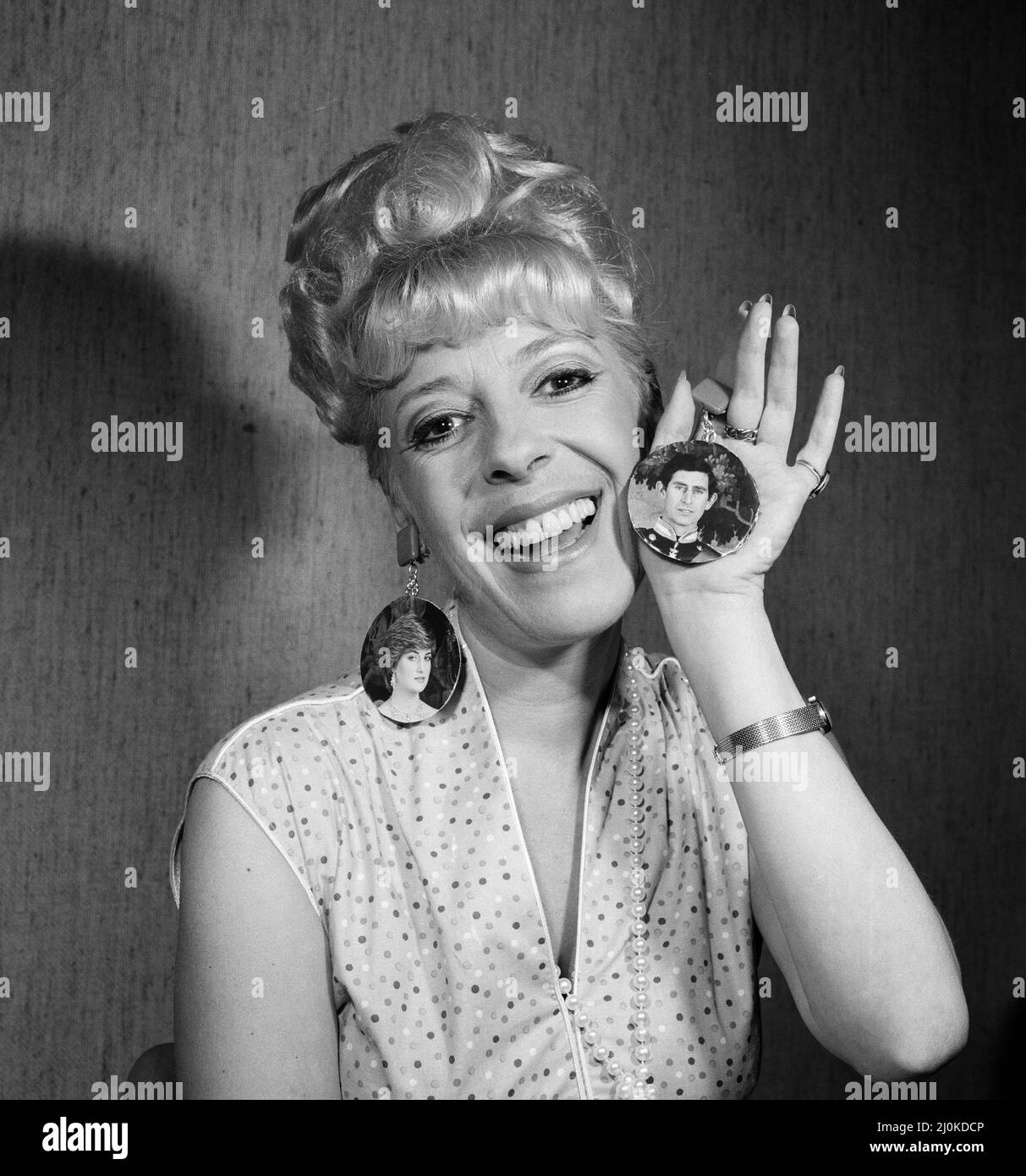 Julie Goodyear wearing the Charles and Diana earrings that she wore ...
