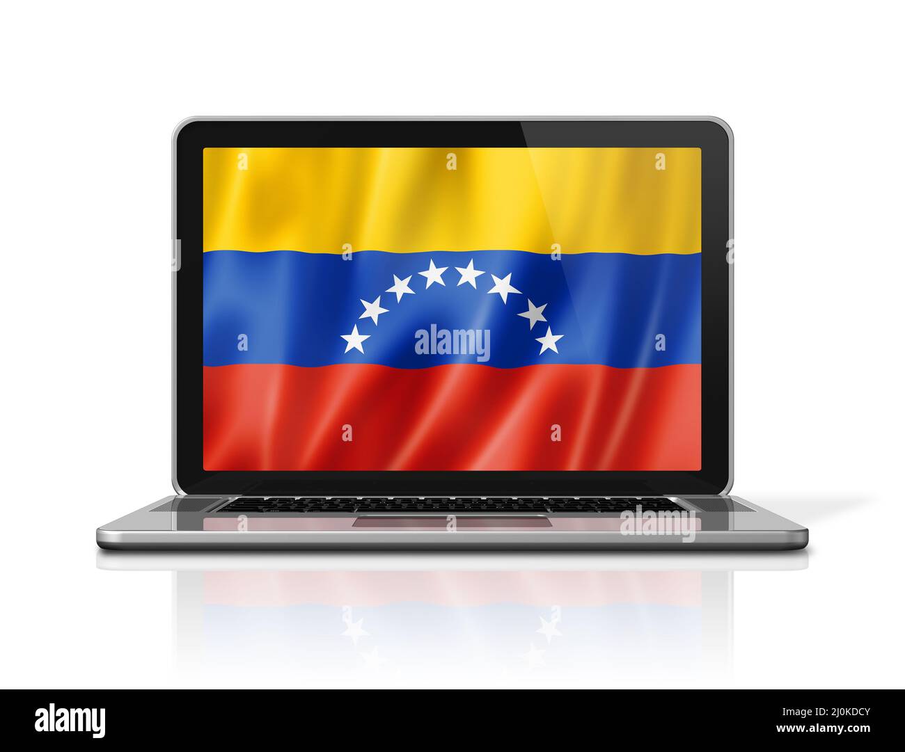 Venezuelan flag on laptop screen isolated on white. 3D illustration ...