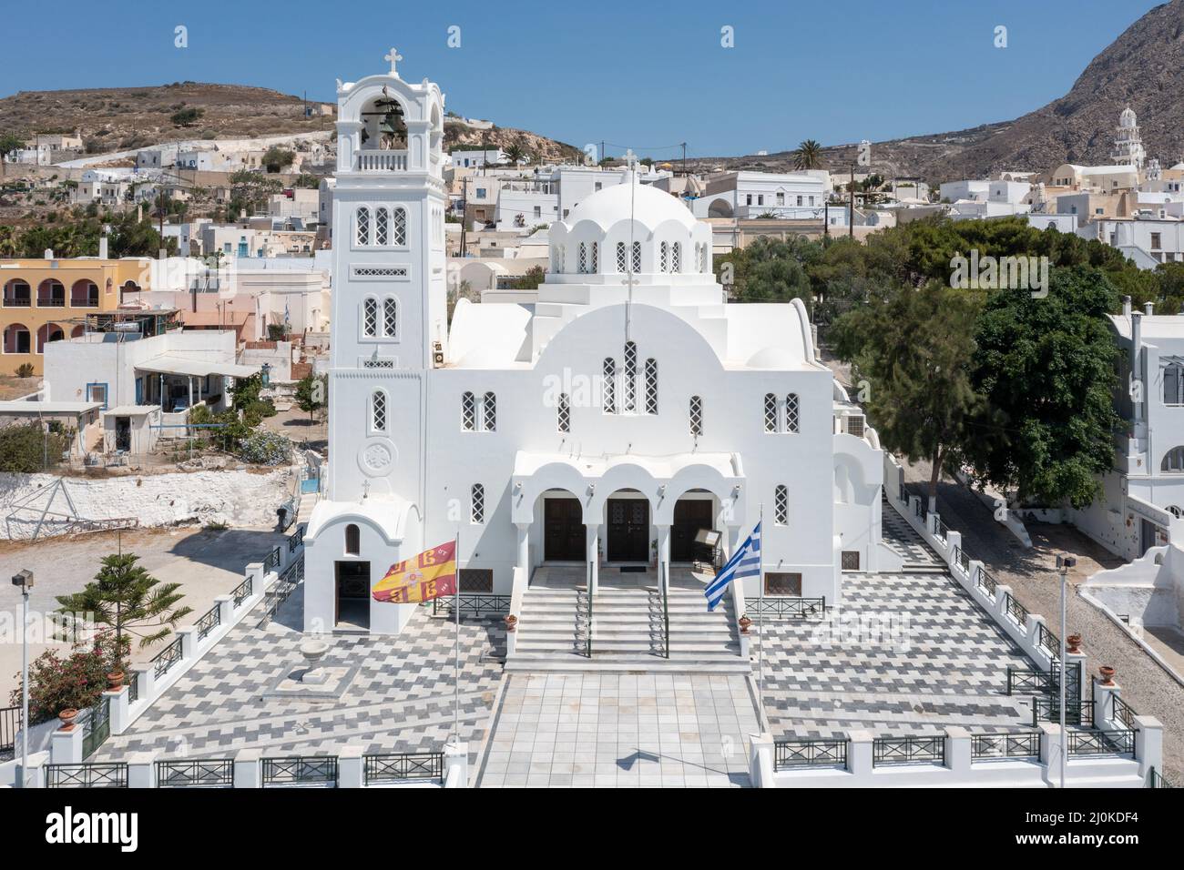 The Holy Church of Panagia Mesani in Emporio, Santorini, Greece Stock ...