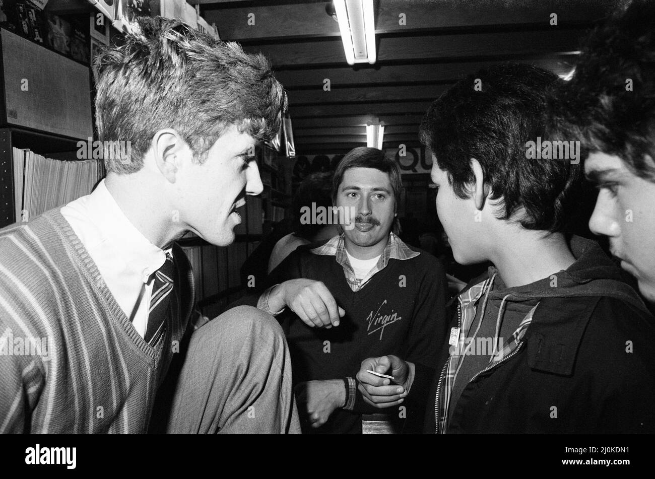 Skids, new wave, post punk, rock group, pictured meeting fans at ...