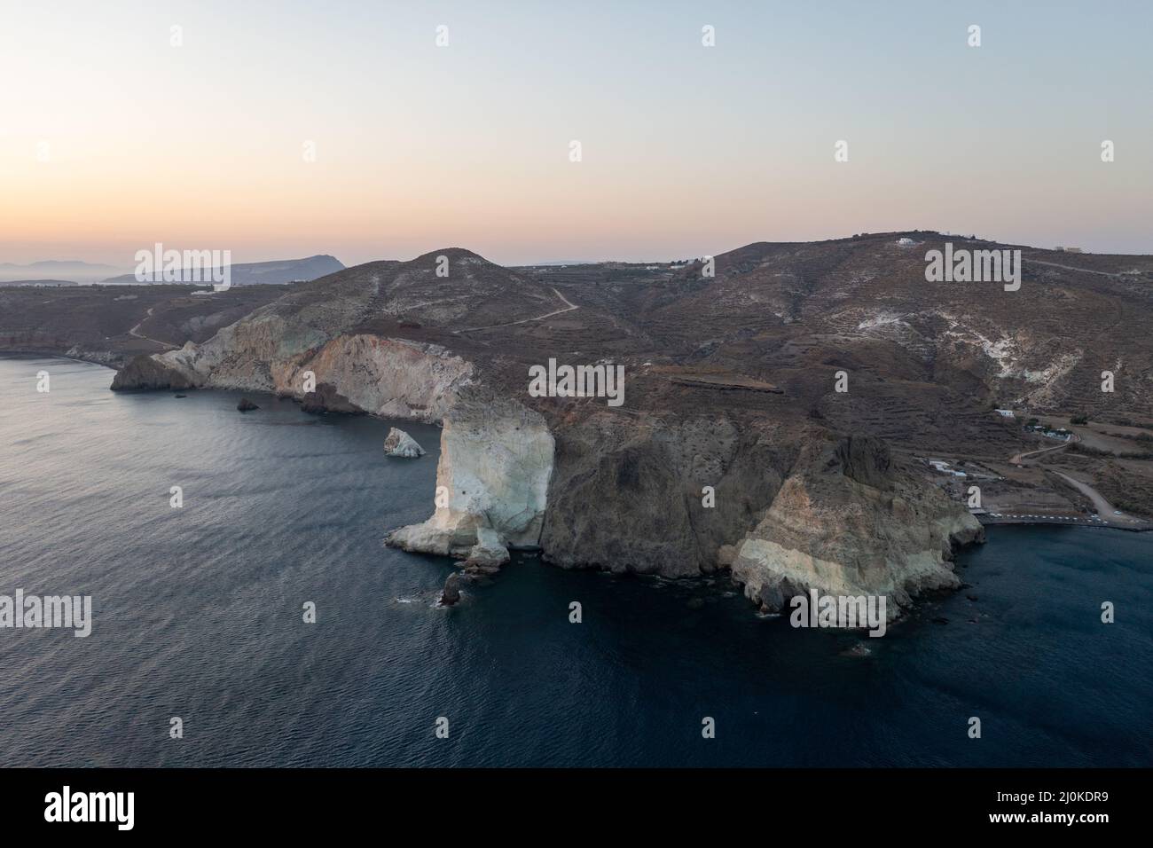 White beach in Santorini, Cycladic Islands, Greece in the South Aegean ...