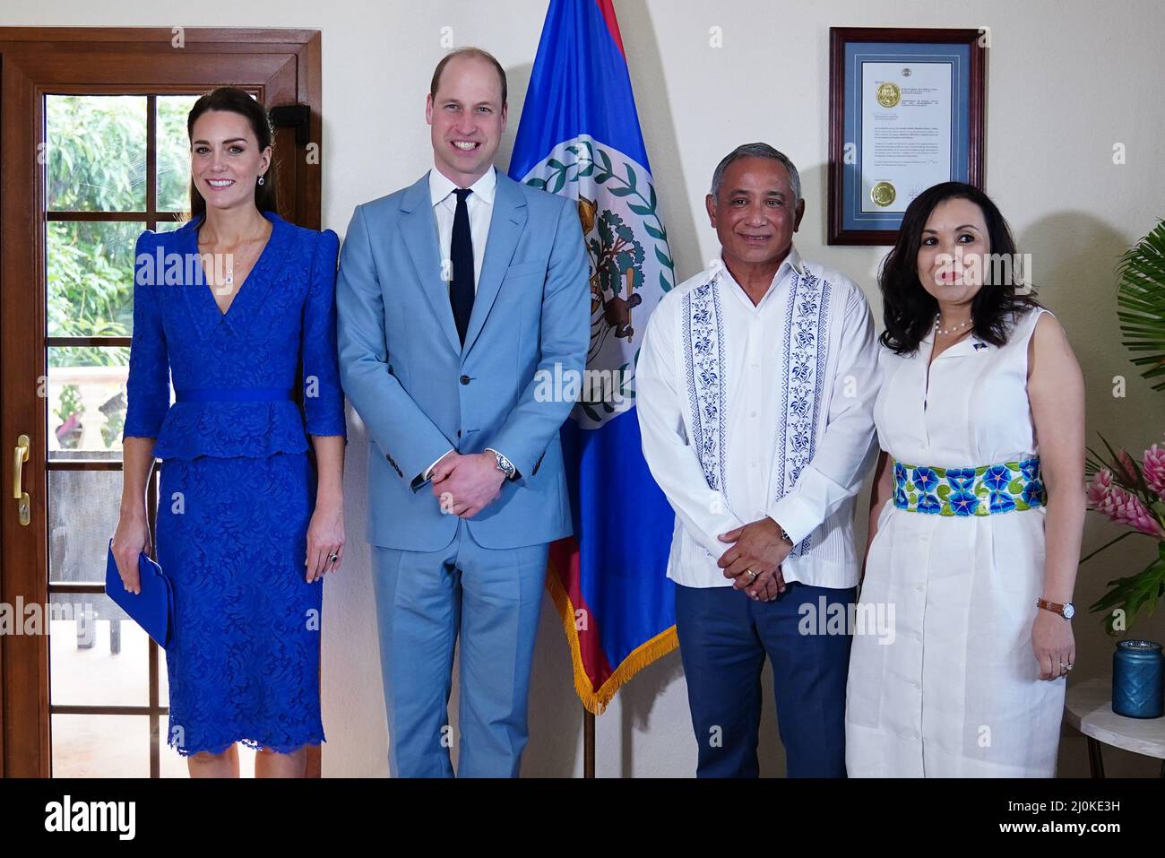 The Duke and Duchess of Cambridge meeting the Prime Minister of Belize ...