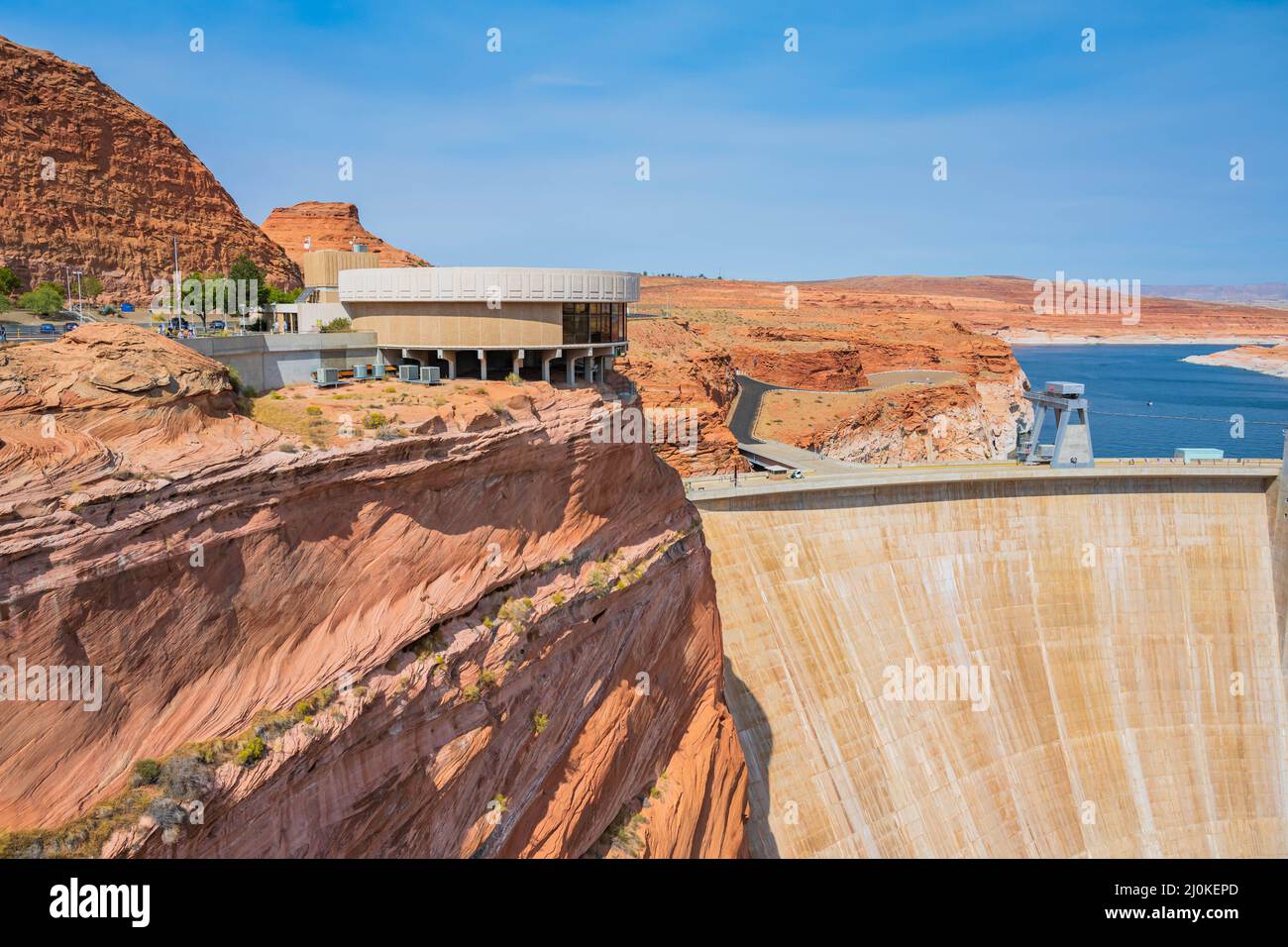A concrete arch gravity dam in Glen Canyon NR, Arizona Stock Photo - Alamy