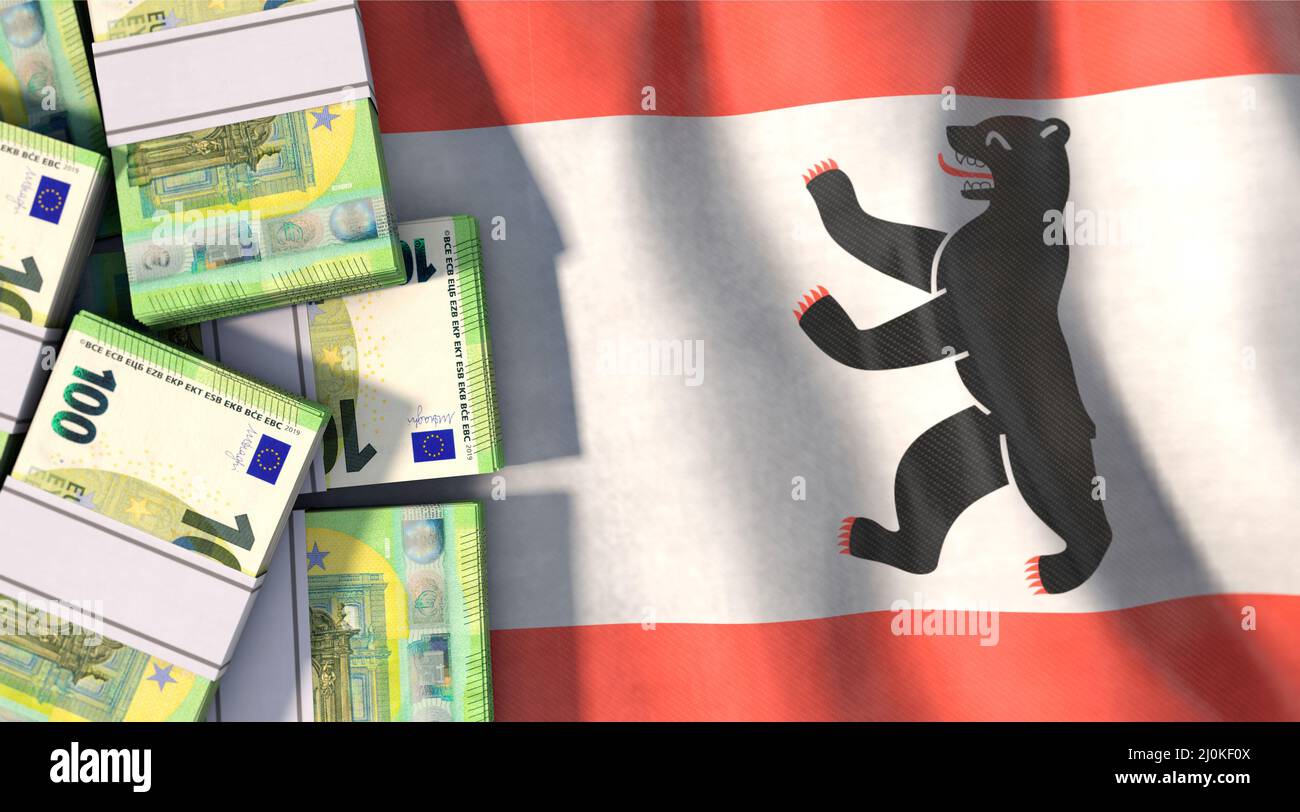 Euro notes on the Berlin flag Stock Photo - Alamy