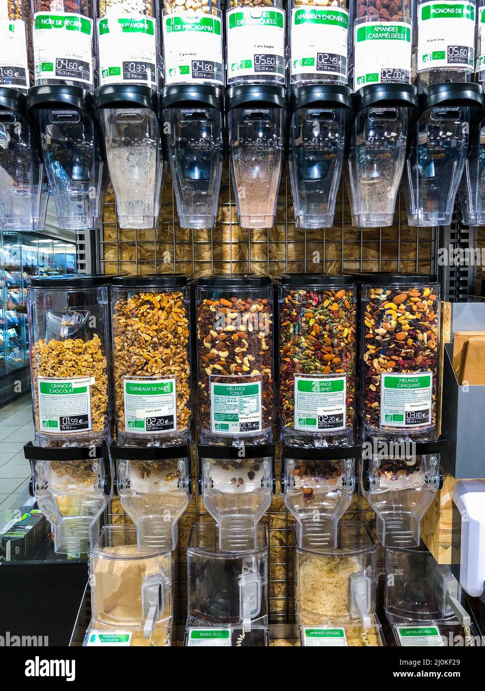 Paris, France, Inside French Supermarket, Shelves with Raw Food ...