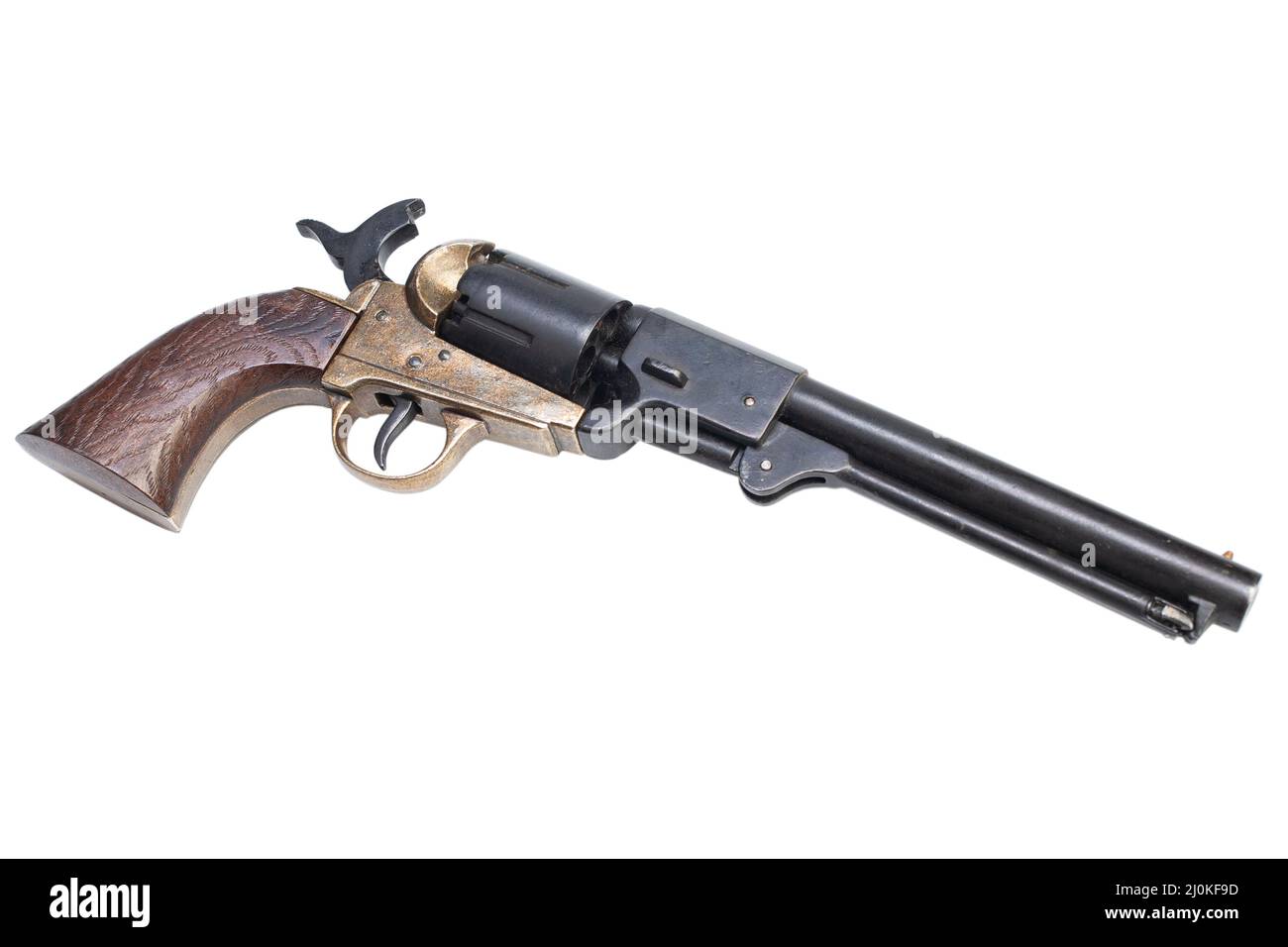 Old West Gun - Cocked and Locked Army Revolver isolated on white ...