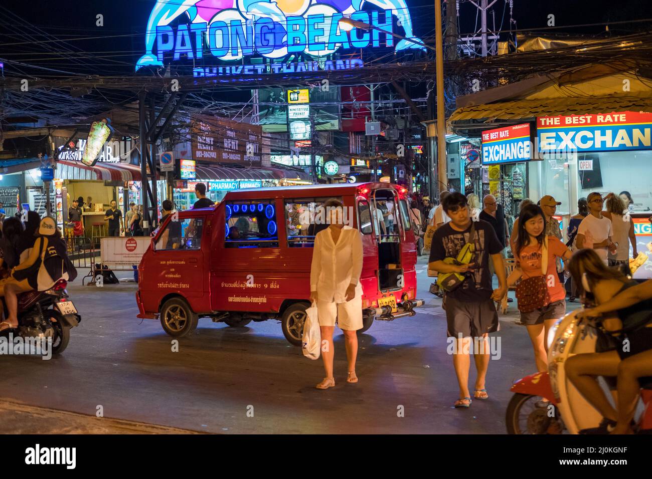 Bangla Road walking street by night in Patong. It is famous for its ...