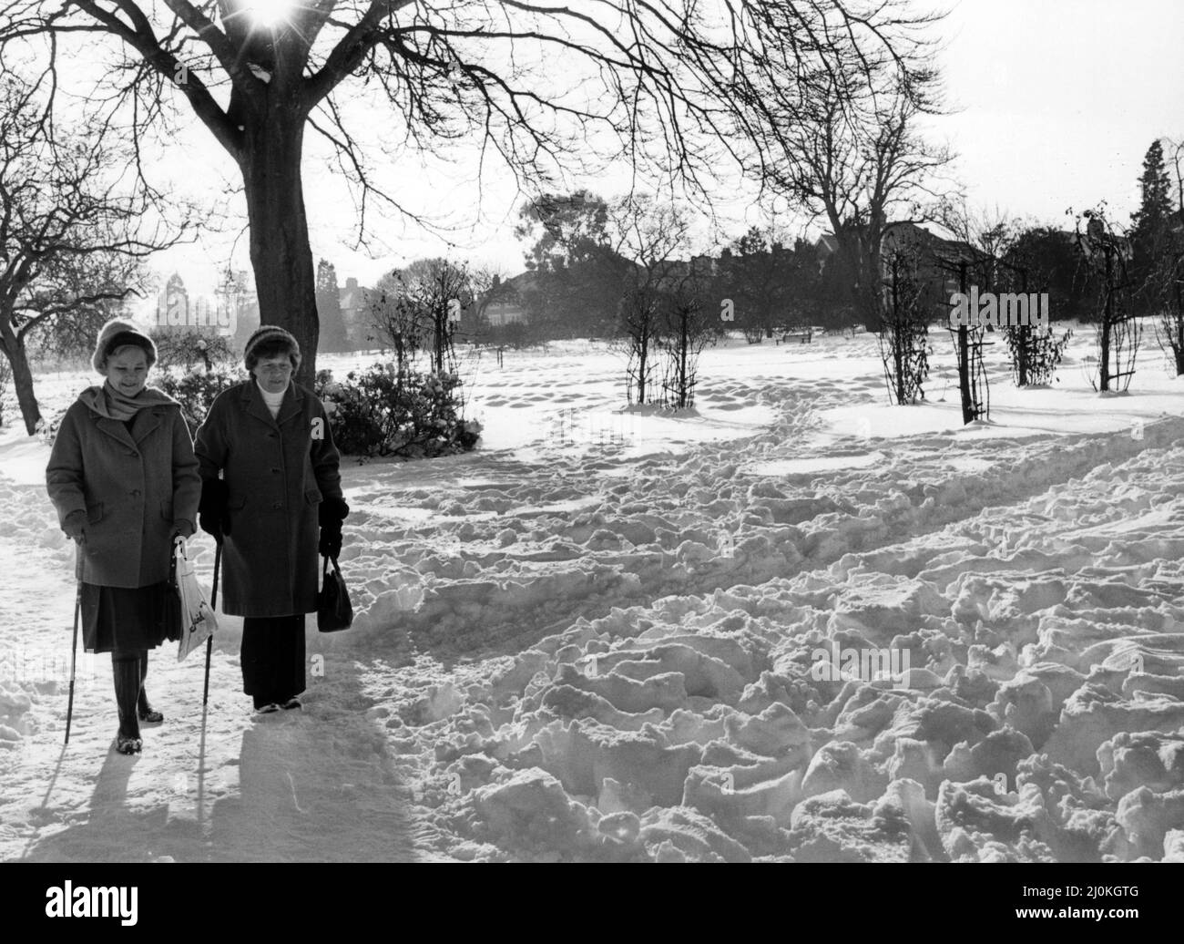 Snow at Roath Park, Cardiff. 13th January 1982 Stock Photo - Alamy