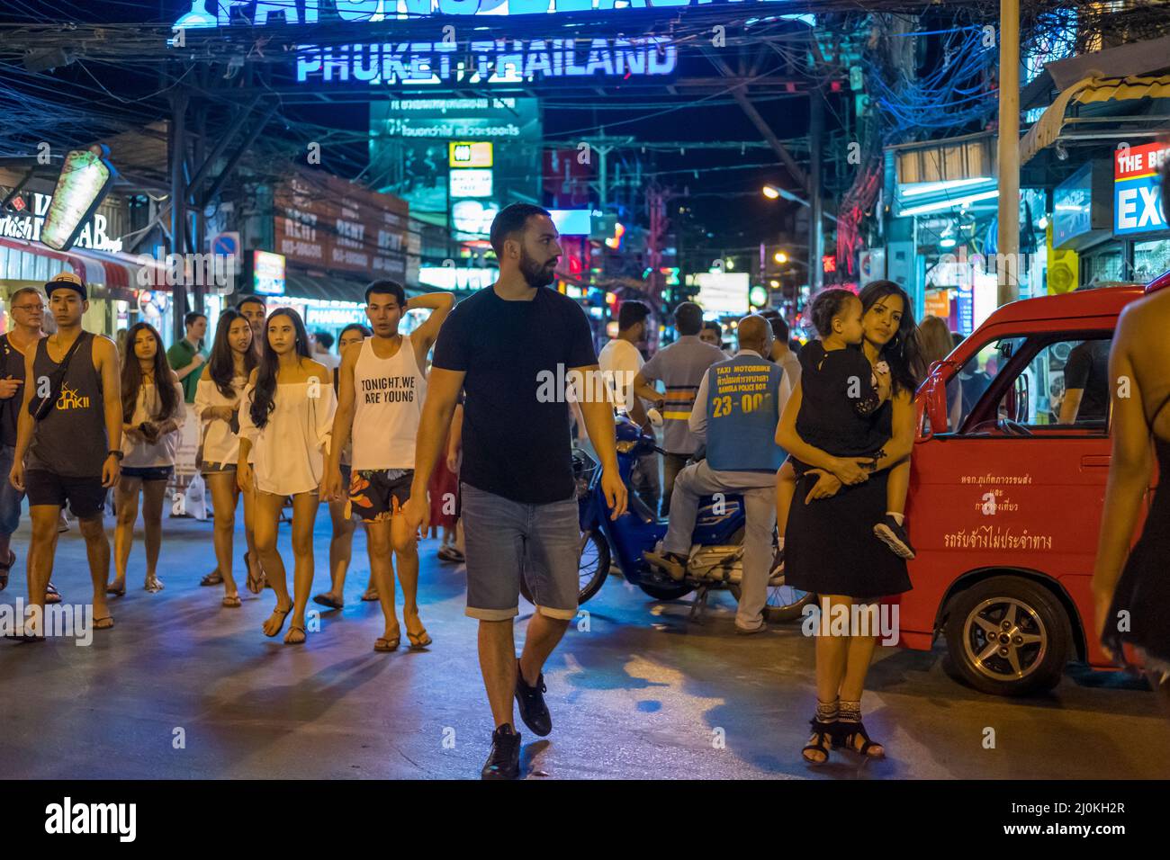 Bangla Road walking street by night in Patong. It is famous for its ...