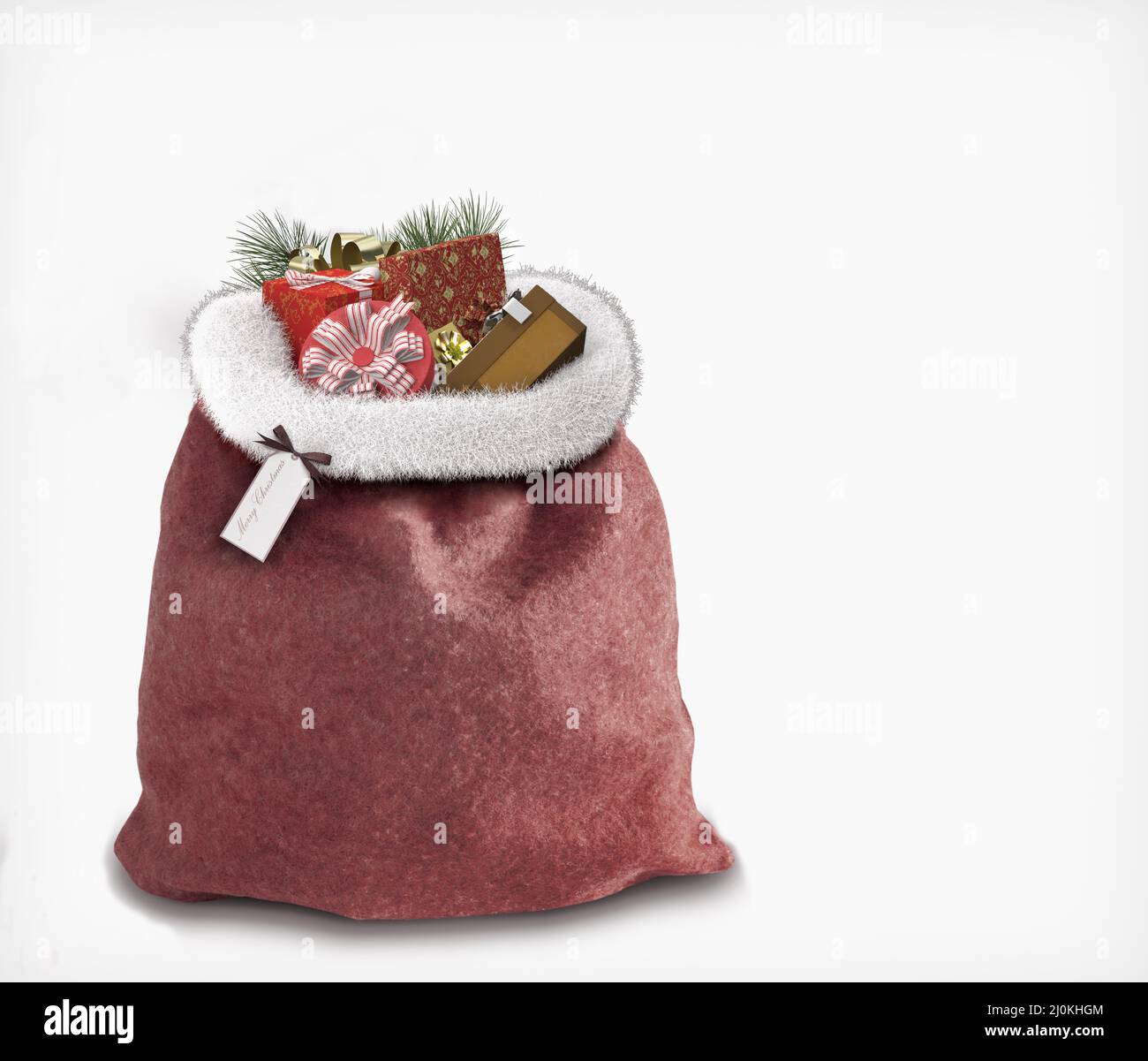 Santa Claus bag with gifts on a white background Stock Photo - Alamy