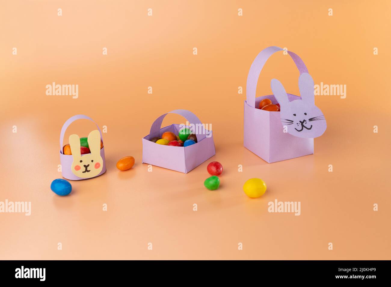 DIY paper basket craft, how to make easter treat box, tutorial, step by ...