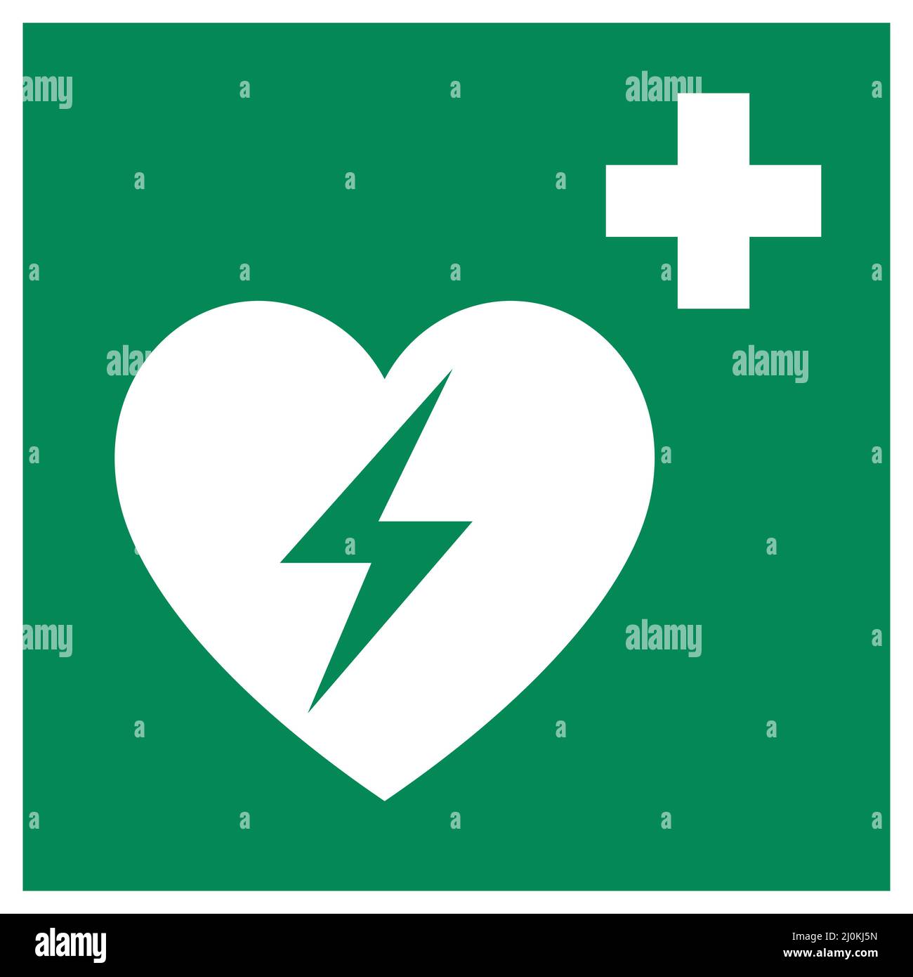 ISO 7010 E010 – Automated external heart defibrillator sign Stock ...