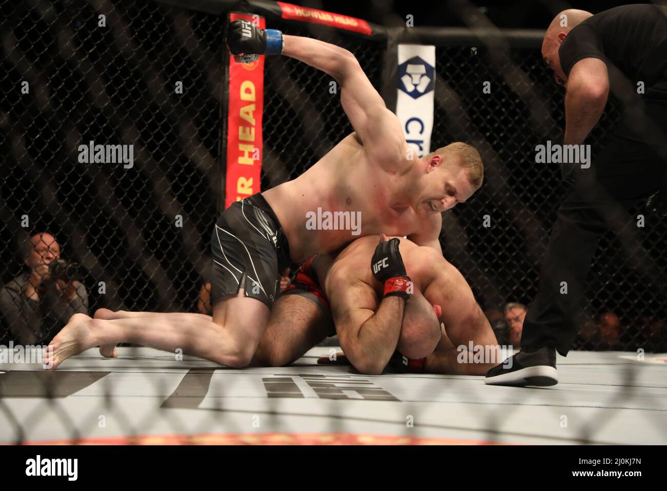 LONDON, UK - MARCH 19: Sergei Pavlovich (top) punches Shamil ...