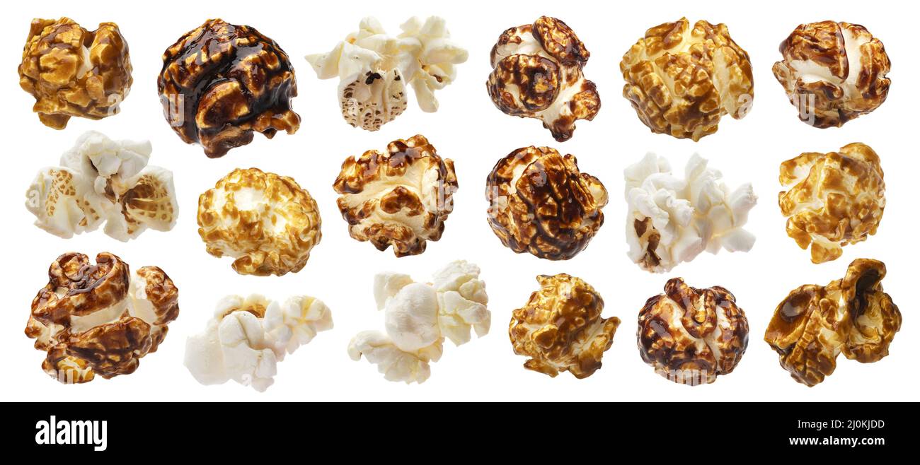 Popcorn collection isolated on white background Stock Photo - Alamy